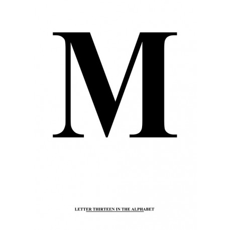 Alfabet M Poster. Alfabetet poster med bokstäver. Bokstav M