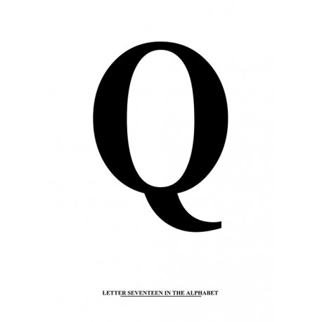 Alfabet Q Poster. Alfabetet poster med bokstäver. Bokstav Q
