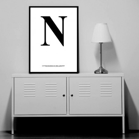 Alfabet N Poster. Alfabetet poster med bokstäver. Bokstav N