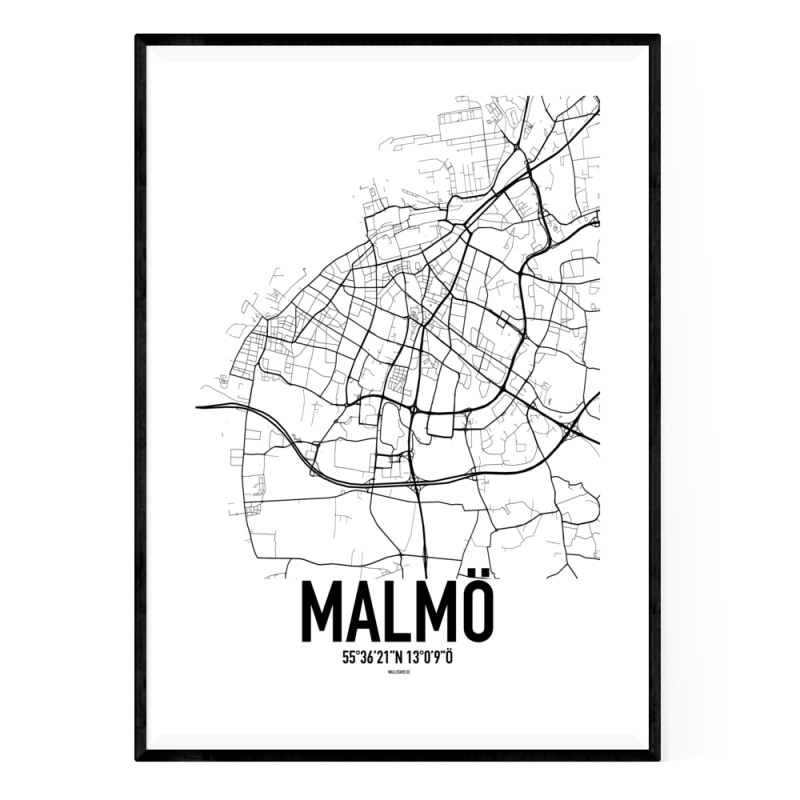 Malmö Karta Poster. Hitta dina posters online hos Wallstars