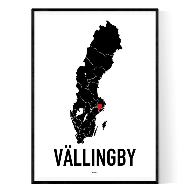 Vällingby Heart Poster. Köp Stadskartor och Sverigekartor hos Wallstars
