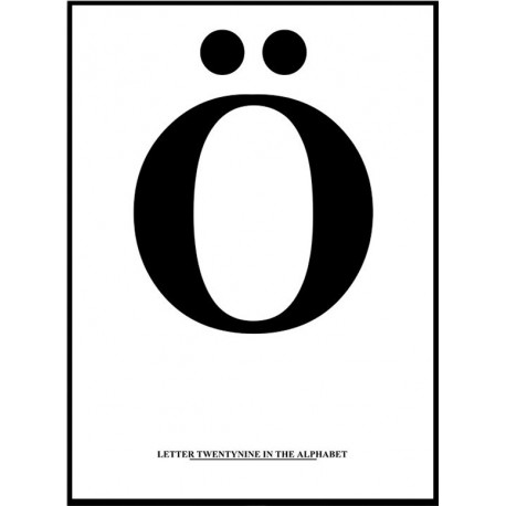 Alfabet Ö Poster. Alfabetet poster med bokstäver. Bokstav Ö