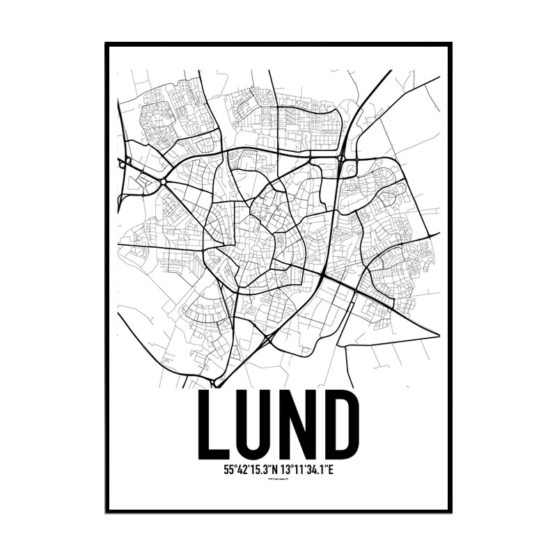 Lund Karta Poster. Hitta dina posters online hos Wallstars