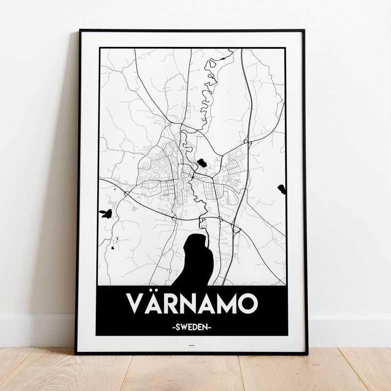 Värnamo Urban Karta Poster. Hitta dina posters online hos Wallstars