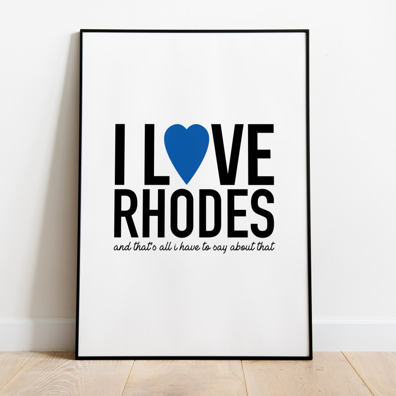 I Love Rhodes Poster. Köp stadskartor, världskartor, USA-kartor på ...