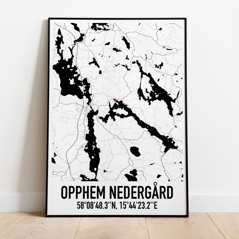 Opphem Nedergård Karta Poster. Köp Stadskartor och Sverigekartor hos ...